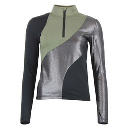 Peak Mountain Funktionslongsleeve in Khaki/ Silber/ Schwarz - 64% | Gr&ouml;&szlig;e L | Damen-outdoor-tops-shirts