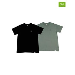 The Time of Bocha 2er-Set: Shirts in Gr&uuml;n/ Schwarz - 80% | Gr&ouml;&szlig;e L | Herren-plussize