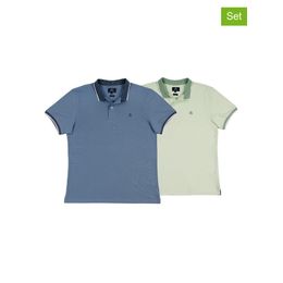 The Time of Bocha 2er-Set: Poloshirts in Gr&uuml;n/ Hellblau - 80% | Gr&ouml;&szlig;e XXL | Herren-plussize