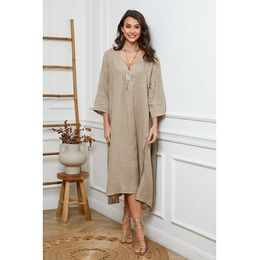 Jos&eacute;fine Leinen-Kleid in Beige - 73% | Gr&ouml;&szlig;e L | Damen-kleider