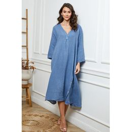 Jos&eacute;fine Leinen-Kleid in Blau - 76% | Gr&ouml;&szlig;e M | Damen-kleider