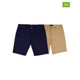 The Time of Bocha 2er-Set: Shorts in Dunkelblau/ Beige - 72% | Gr&ouml;&szlig;e 38 | Herren-plussize
