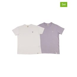 The Time of Bocha 2er-Set: Shirts in Lila/ Wei&szlig; - 80% | Gr&ouml;&szlig;e L | Herren-plussize