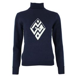 Peak Mountain Rollkragenpullover in Dunkelblau/ Wei&szlig; - 63% | Gr&ouml;&szlig;e L | Damen-pullover-cardigans