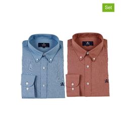 The Time of Bocha 2er-Set: Hemden - Regular fit - in Rot/ Hellblau - 75% | Gr&ouml;&szlig;e M | Herren-plussize