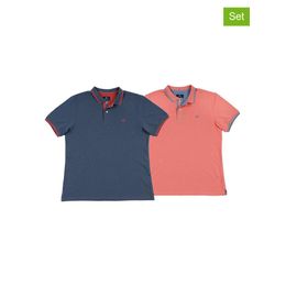 The Time of Bocha 2er-Set: Poloshirts in Blau/ Lachs - 80% | Gr&ouml;&szlig;e XXL | Herren-plussize