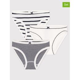 Petit Bateau 3er-Set: Slips in Wei&szlig;/ Dunkelblau - 20% | Gr&ouml;&szlig;e 152 | Kinder-waesche