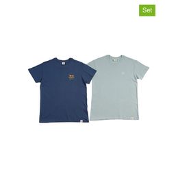 The Time of Bocha 2er-Set: Shirts in Hellblau/ Blau - 80% | Gr&ouml;&szlig;e XXL | Herren-plussize