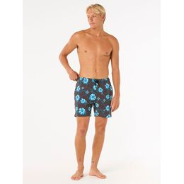 Rip Curl Badeshorts "Surf Revival Floral Volley" in Grau/ Blau - 56% | Gr&ouml;&szlig;e S | Herren-bademode-sport