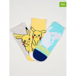 Pok&eacute;mon Pok&eacute;mon 3er-Set: Socken "Pok&eacute;mon" in Grau/ Gelb/ Hellblau - 14% | Gr&ouml;&szlig;e 31-34 | Kinder-socken-strumpfhosen