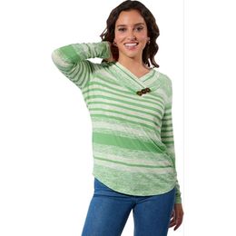 WITT WEIDEN Longsleeve in Gr&uuml;n/ Wei&szlig; - 53% | Gr&ouml;&szlig;e 36 | Damen-tops