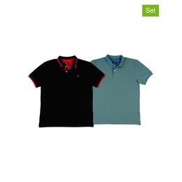 The Time of Bocha 2er-Set: Poloshirts in T&uuml;rkis/ Schwarz - 80% | Gr&ouml;&szlig;e S | Herren-plussize