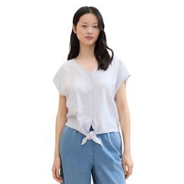 Tom Tailor Bluse in Hellblau/ Wei&szlig; - 77% | Gr&ouml;&szlig;e S | Damen-blusen
