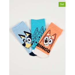 Bluey 3er-Set: Socken "Bluey" in Hellblau/ T&uuml;rkis/ Orange - 35% | Gr&ouml;&szlig;e 27-30 | Kinder-socken-strumpfhosen