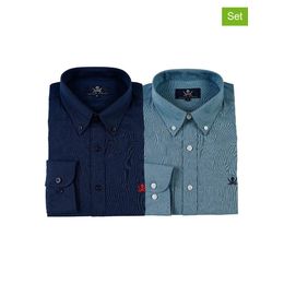 The Time of Bocha 2er-Set: Hemden - Regular fit - in Blau/ Dunkelblau - 75% | Gr&ouml;&szlig;e M | Herren-plussize