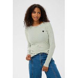 Kaffe Longsleeve in Creme/ Gr&uuml;n - 47% | Gr&ouml;&szlig;e XXL | Damen-tops