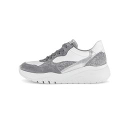 Gabor Leder-Sneakers in Wei&szlig;/ Grau/ Silber - 59% | Gr&ouml;&szlig;e 38 | Damen-sneakers