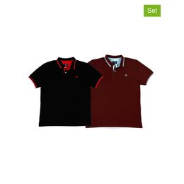 The Time of Bocha 2er-Set: Poloshirts in Bordeaux/ Schwarz - 80% | Gr&ouml;&szlig;e S | Herren-plussize