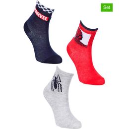 Spiderman 3er-Set: Socken "Spiderman" in Grau/ Dunkelblau/ Rot - 25% | Gr&ouml;&szlig;e 27-30 | Kinder-socken-strumpfhosen