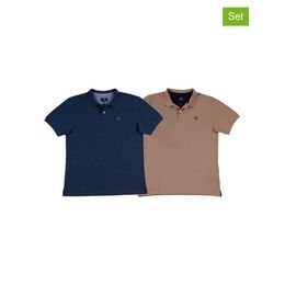 The Time of Bocha 2er-Set: Poloshirts in Beige/ Dunkelblau - 79% | Gr&ouml;&szlig;e XXL | Herren-plussize