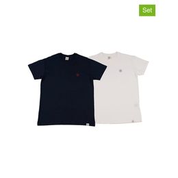 The Time of Bocha 2er-Set: Shirts in Wei&szlig;/ Dunkelblau - 80% | Gr&ouml;&szlig;e XXL | Herren-plussize