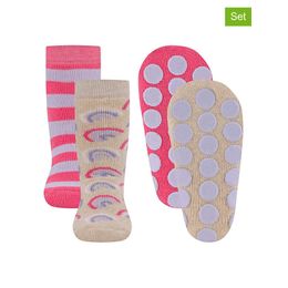 Ewers 2er-Set: ABS-Socken in Beige/ Pink - 42% | Gr&ouml;&szlig;e 31-34 | Kinder-socken-strumpfhosen