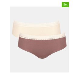 Sloggi 2er-Set: Slips in Creme/ Hellbraun - 55% | Gr&ouml;&szlig;e XS | Damen-unterteile