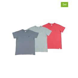 The Time of Bocha 3er-Set: Shirts in T&uuml;rkis/ Grau/ Rot - 80% | Gr&ouml;&szlig;e XXL | Herren-plussize