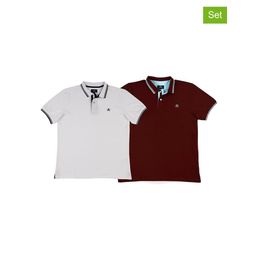 The Time of Bocha 2er-Set: Poloshirts in Bordeaux/ Wei&szlig; - 80% | Gr&ouml;&szlig;e L | Herren-plussize
