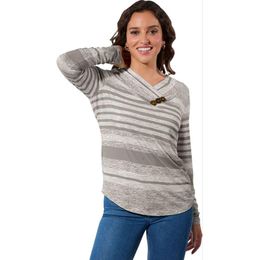 WITT WEIDEN Longsleeve in Grau/ Wei&szlig; - 56% | Gr&ouml;&szlig;e 52 | Damen-tops
