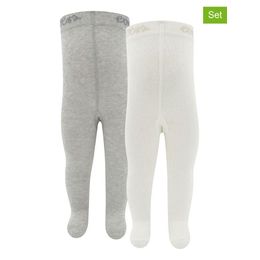Ewers 2er-Set: Strumpfhosen in Wei&szlig;/ Grau - 50% | Gr&ouml;&szlig;e 98 | Kinder-socken-strumpfhosen