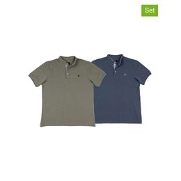The Time of Bocha 2er-Set: Poloshirts in Blau/ Khaki - 80% | Gr&ouml;&szlig;e XXL | Herren-plussize