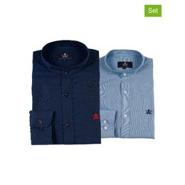 The Time of Bocha 2er-Set: Hemden - Regular fit - in Hellblau/ Dunkelblau - 75% | Gr&ouml;&szlig;e L | Herren-plussize