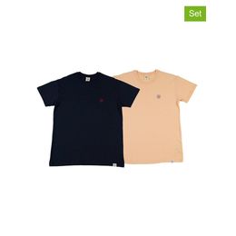 The Time of Bocha 2er-Set: Shirts in Dunkelblau/ Gelb - 80% | Gr&ouml;&szlig;e XXL | Herren-plussize