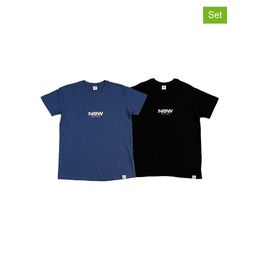 The Time of Bocha 2er-Set: Shirts in Blau/ Schwarz - 80% | Gr&ouml;&szlig;e XXL | Herren-plussize