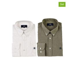 The Time of Bocha 2er-Set: Hemden - Regular fit - in Khaki/ Wei&szlig; - 75% | Gr&ouml;&szlig;e L | Herren-plussize