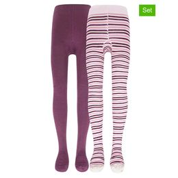 Ewers 2er-Set: Strumpfhosen in Violett/ Creme - 45% | Gr&ouml;&szlig;e 110 | Kinder-socken-strumpfhosen