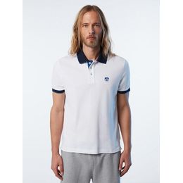 North Sails Poloshirt in Wei&szlig;/ Dunkelblau - 50% | Gr&ouml;&szlig;e L | Herren-plussize