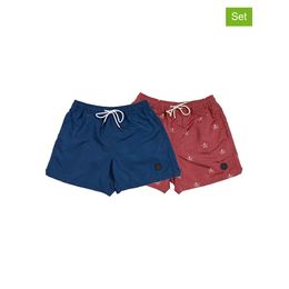 The Time of Bocha 2er-Set: Badeshorts in Dunkelblau/ Rot - 78% | Gr&ouml;&szlig;e L | Herren-bademode-sport