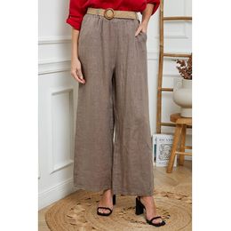 Jos&eacute;fine Leinen-Hose in Taupe - 74% | Gr&ouml;&szlig;e L | Damenhosen