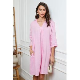 Fleur de Lin Leinen-Kleid in Rosa - 75% | Gr&ouml;&szlig;e XL | Damen-kleider