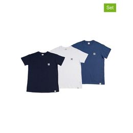 The Time of Bocha 3er-Set: Shirts in Blau/ Dunkelblau/ Wei&szlig; - 80% | Gr&ouml;&szlig;e S | Herren-plussize
