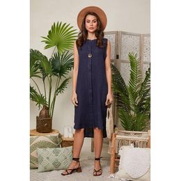 Lin Passion Leinen-Kleid in Dunkelblau - 68% | Gr&ouml;&szlig;e 40/42 | Damen-kleider