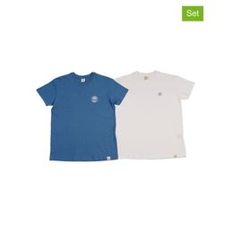 The Time of Bocha 2er-Set: Shirts in Dunkelblau/ Wei&szlig; - 80% | Gr&ouml;&szlig;e S | Herren-plussize