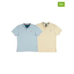 The Time of Bocha 2er-Set: Poloshirts in Gelb/ Hellblau - 79% | Gr&ouml;&szlig;e XXL | Herren-plussize