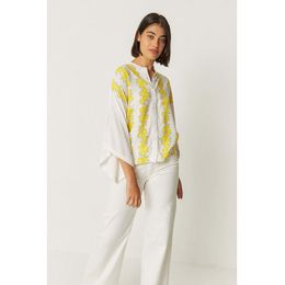 skfk by skunkfunk SKFK Bluse "Doltza" in Wei&szlig;/ Gelb - 52% | Gr&ouml;&szlig;e S | Damen-blusen