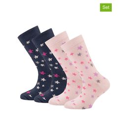 Ewers 4er-Set: Socken in Dunkelblau/ Rosa - 41% | Gr&ouml;&szlig;e 27-30 | Kinder-socken-strumpfhosen