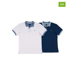 The Time of Bocha 2er-Set: Poloshirts in Dunkelblau/ Wei&szlig; - 80% | Gr&ouml;&szlig;e L | Herren-plussize