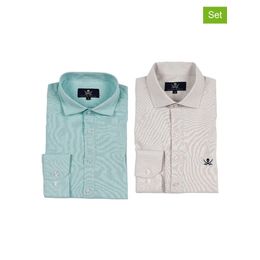 The Time of Bocha 2er-Set: Hemden - Regular fit - in T&uuml;rkis/ Creme - 75% | Gr&ouml;&szlig;e L | Herren-plussize