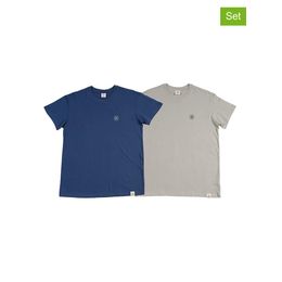 The Time of Bocha 2er-Set: Shirts in Blau/ Grau - 80% | Gr&ouml;&szlig;e XXL | Herren-plussize
